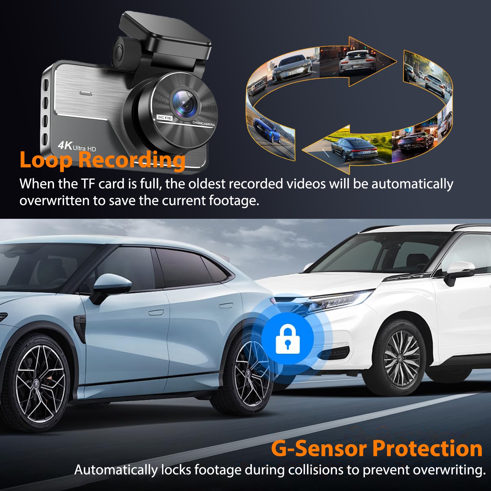 Camera Auto DVR, DYTIMEEM®, Camera de bord ultracompacta, Ecran de 4,5 ...