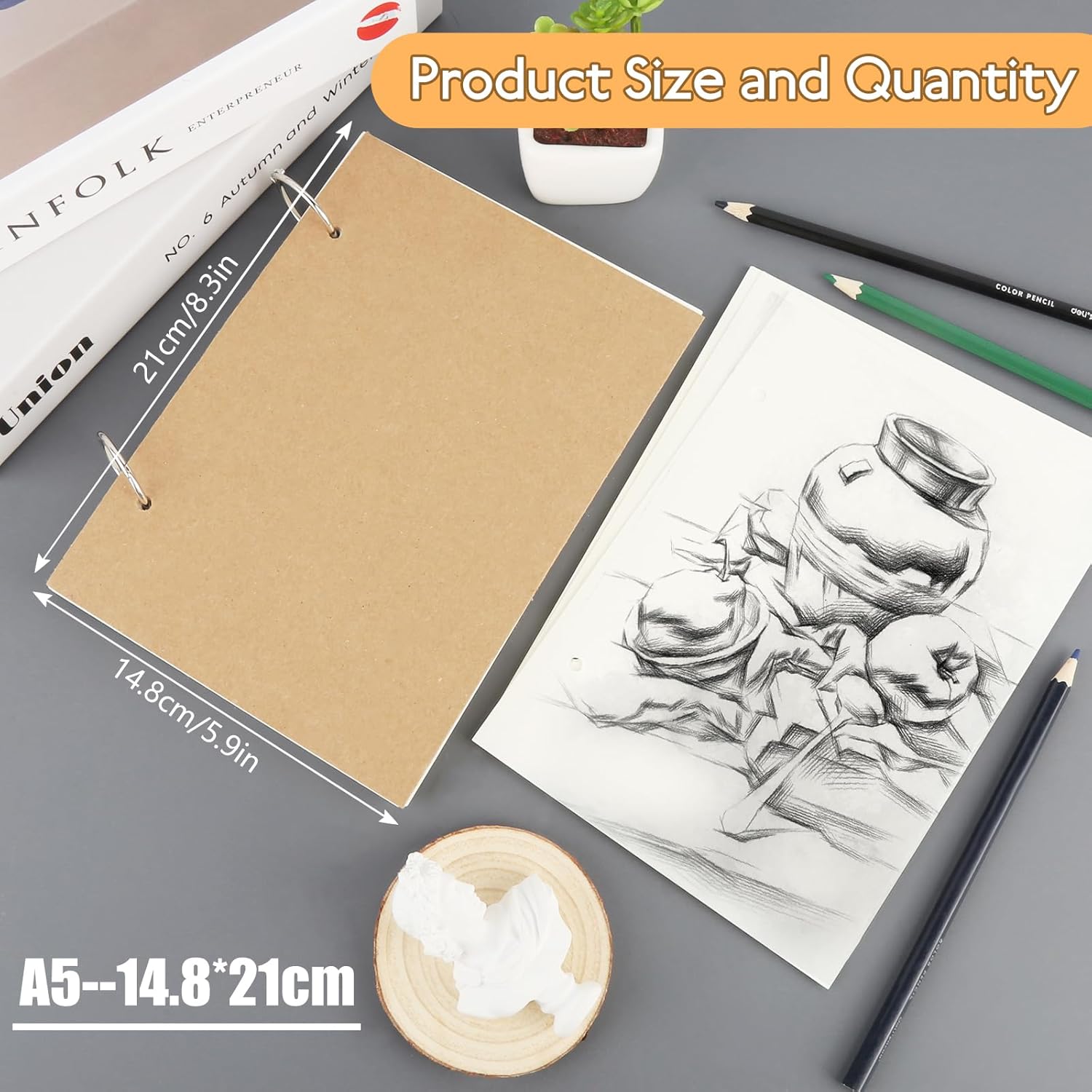 Caiet de schite A5 GREENHC, 75 file, hartie 160 GSM, pagini detasabile ...