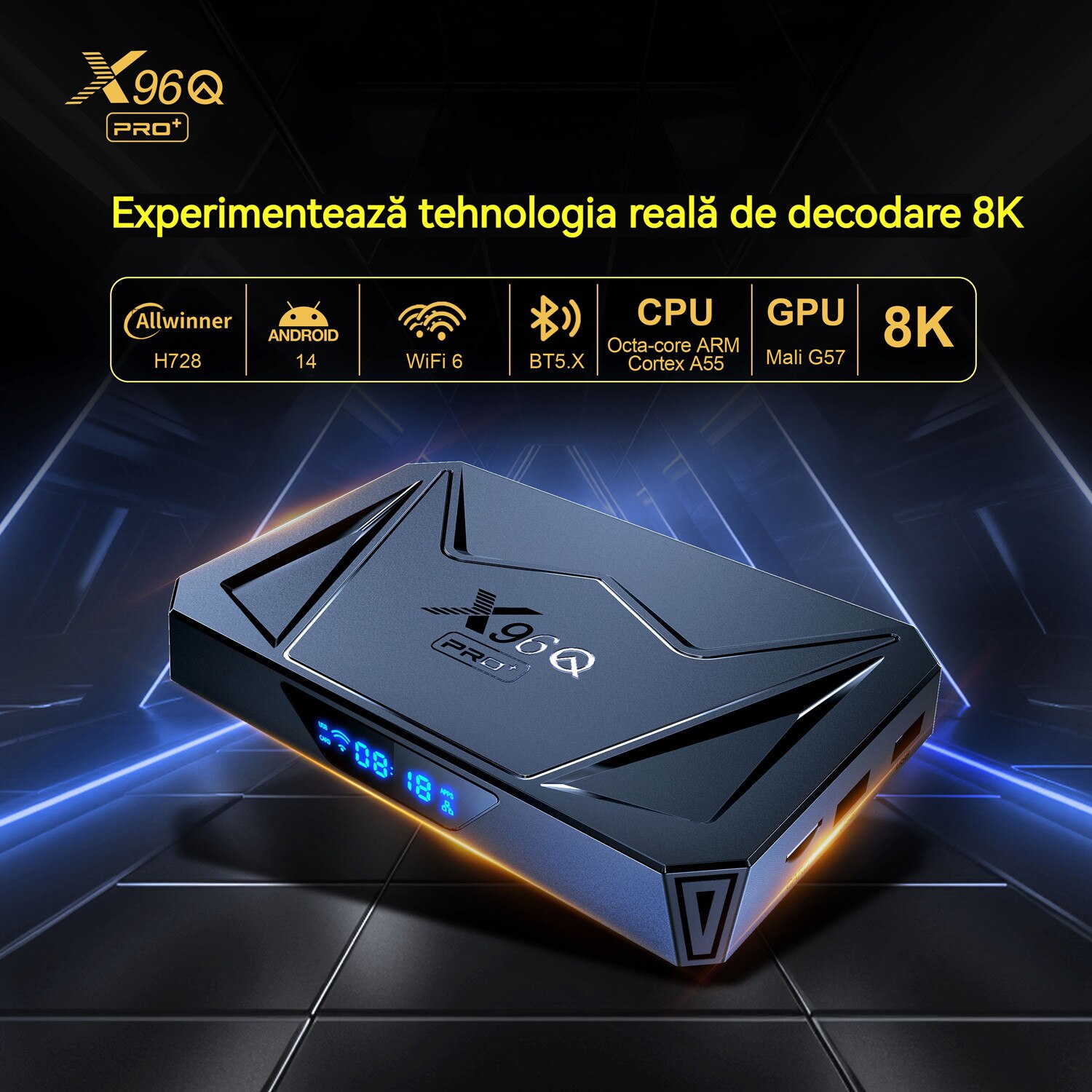 Smart TV BOX X96Q PRO PLUS, Media Player Android 14, Allwinner H728 ...