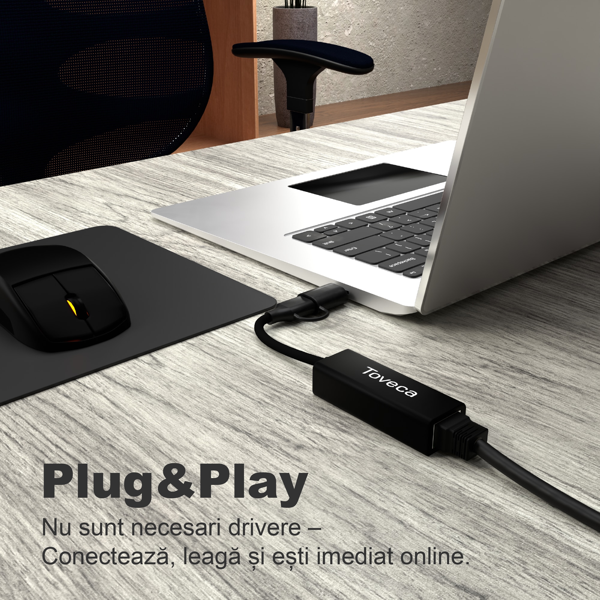 Adaptor Placa Retea USB 3.0 la RJ45, Toveca, 1 Gbps - Ethernet 10/100 ...