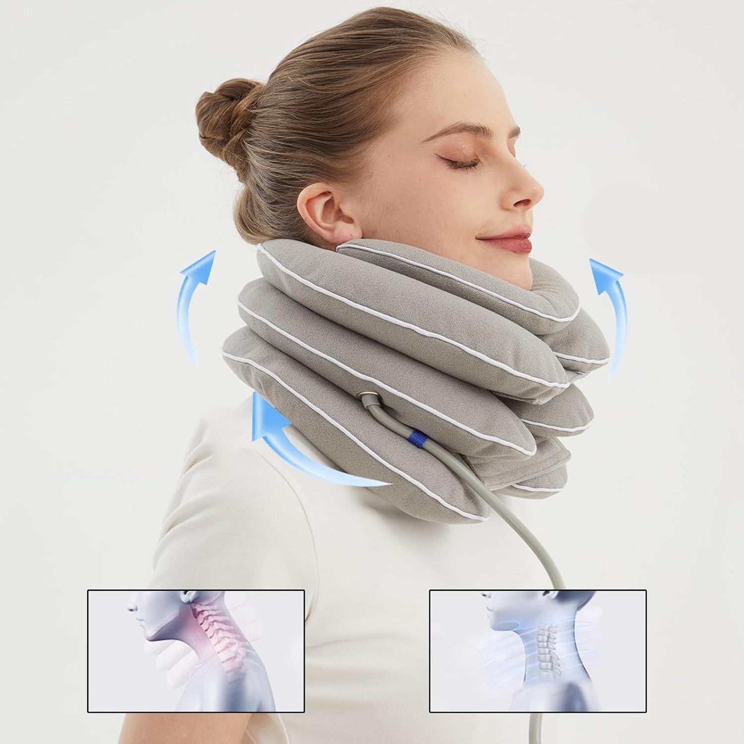 Guler cervical Moale si Gonflabil pentru Spondiloza si Hernie Cervicala ...