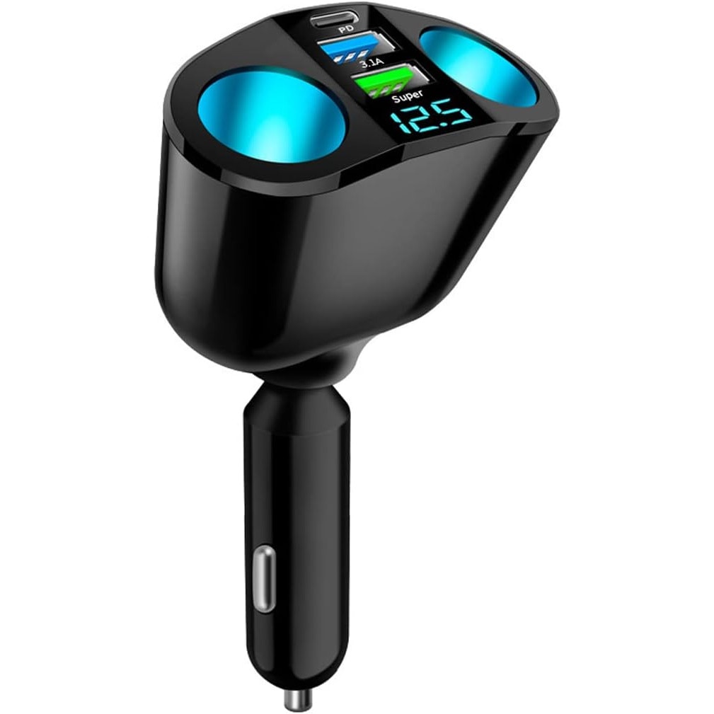 Adaptor Auto 120W cu 2 Prize 12V, USB si USB-C, Incarcare Rapida ...