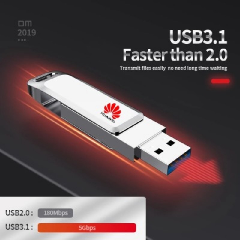 Memorie USB 5TB, Huawei, metal, USB 3.0 Tip-C, argintiu, 3.3x1.23x0 ...