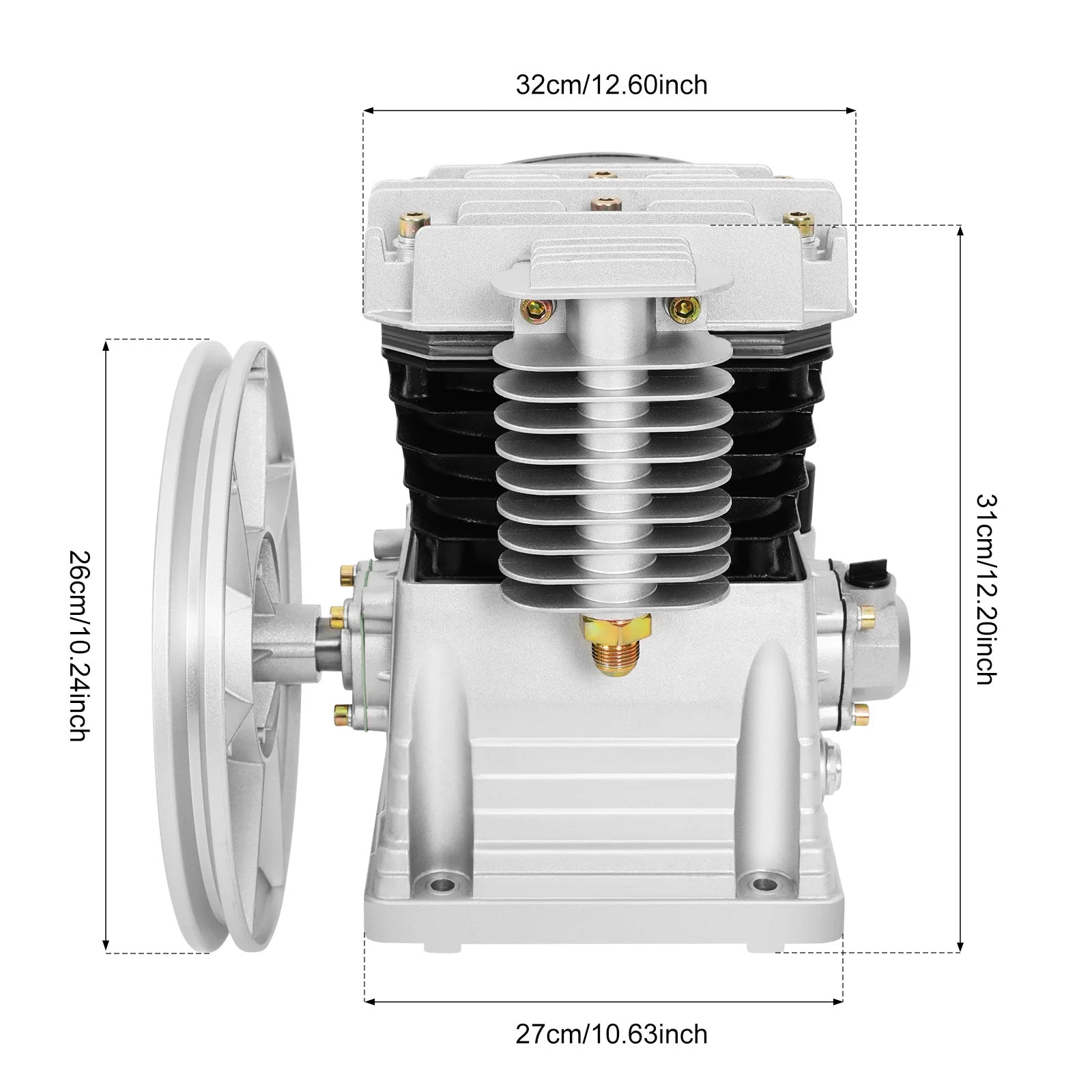 Cap pompa compresor aer, Dublu cilindru, 3 HP, 8 Bar, 960 RPM, Electric ...
