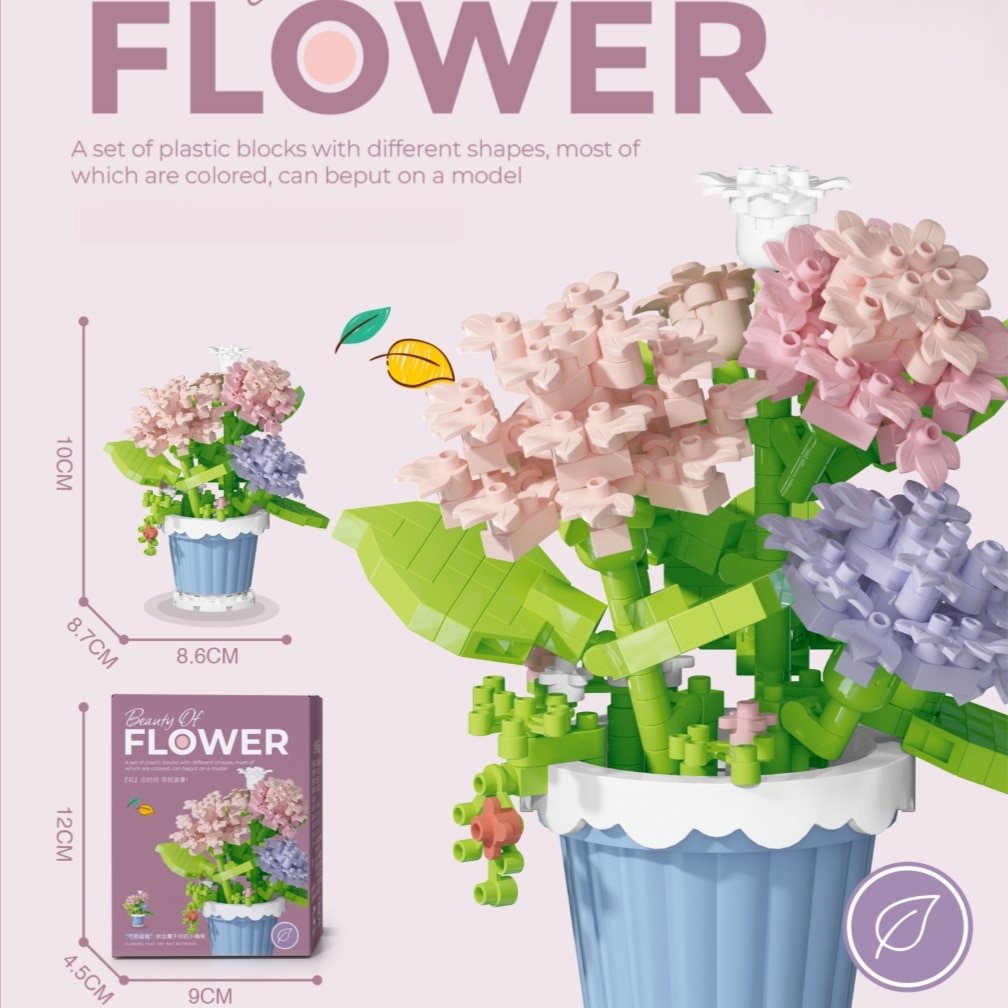 Mini építőkockák 365 db szegfű virágcserépben, összeszerelhető játékok ...
