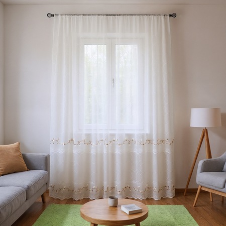 Perdea cu tesatura semi-transparenta din in, magazincovoare, 400x250 cm ...