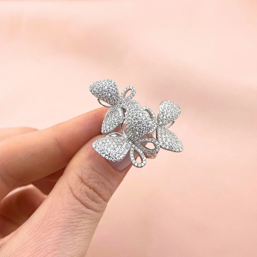 Inel Argint Fluturi cu Pietre Zirconia 20 - eMAG.ro