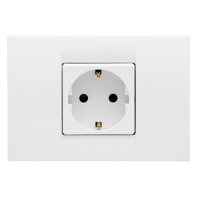 Set priza tripla Gewiss, 16A, alb, pentru doza 3M, montaj tencuiala ...