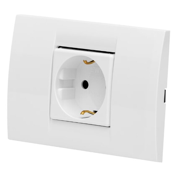 Set priza tripla Gewiss, 16A, alb, pentru doza 3M, montaj tencuiala ...