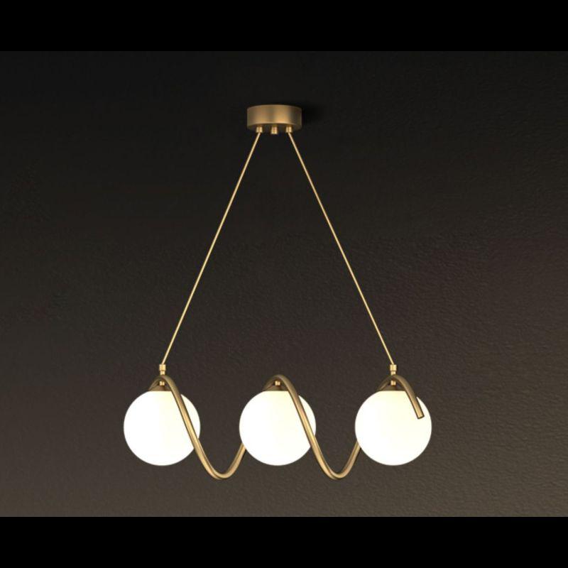 Lustra tip pendul Spiral Gold, 3 globuri cu soclu E27 Auriu ZenLED ...