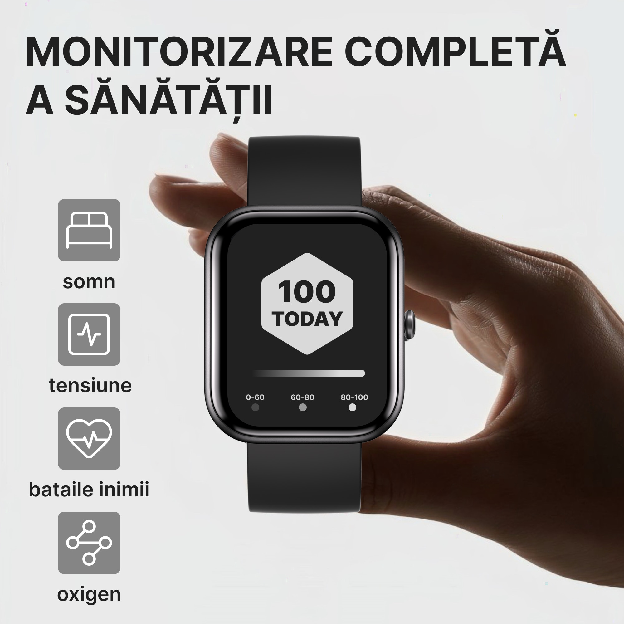 Ceas smartwatch, Smartwatch fitness, Ecran LCD 1.69", Ceas inteligent ...