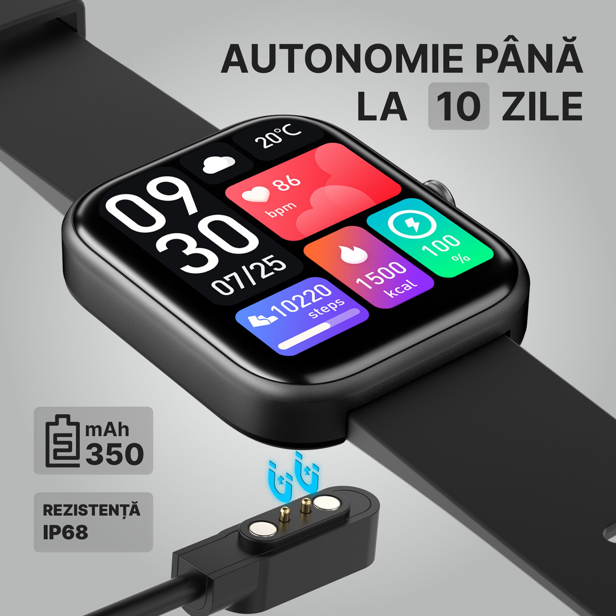 Ceas smartwatch, Smartwatch fitness, Ecran LCD 1.69", Ceas inteligent ...