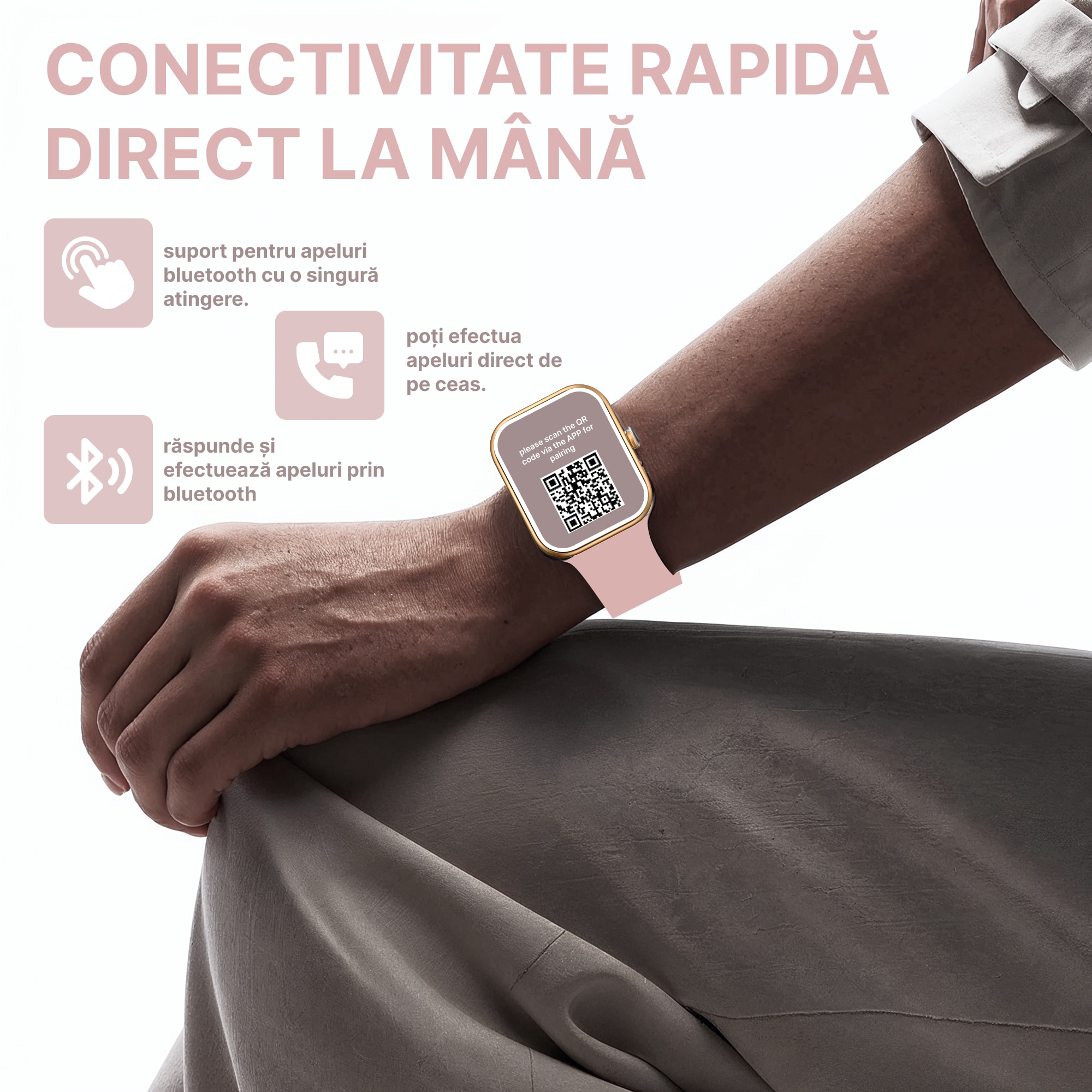 Ceas smartwatch, Smartwatch fitness, Ecran LCD 1.69", Monitorizare ...