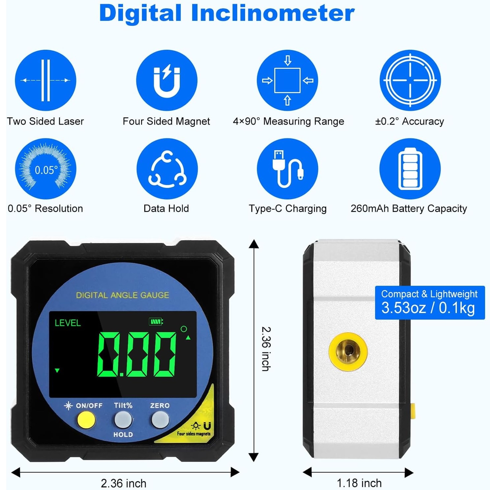 Nivela digitala inclinometru Cu laser, Socodox, 4*90°, Baza Magnetica ...