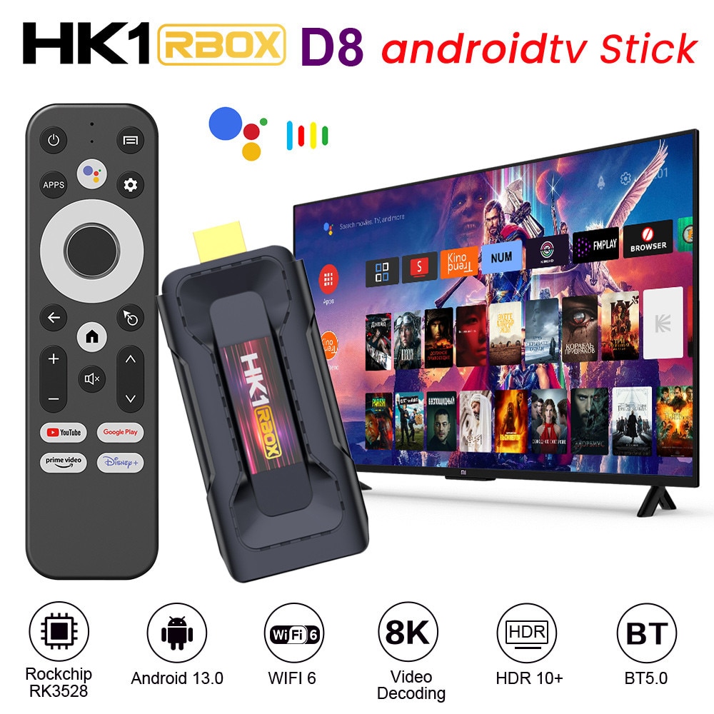 Médialejátszó HK1 RBOX D8 Mini TV Stick 16 GB Android 13.0 WiFi6 BT 4K ...