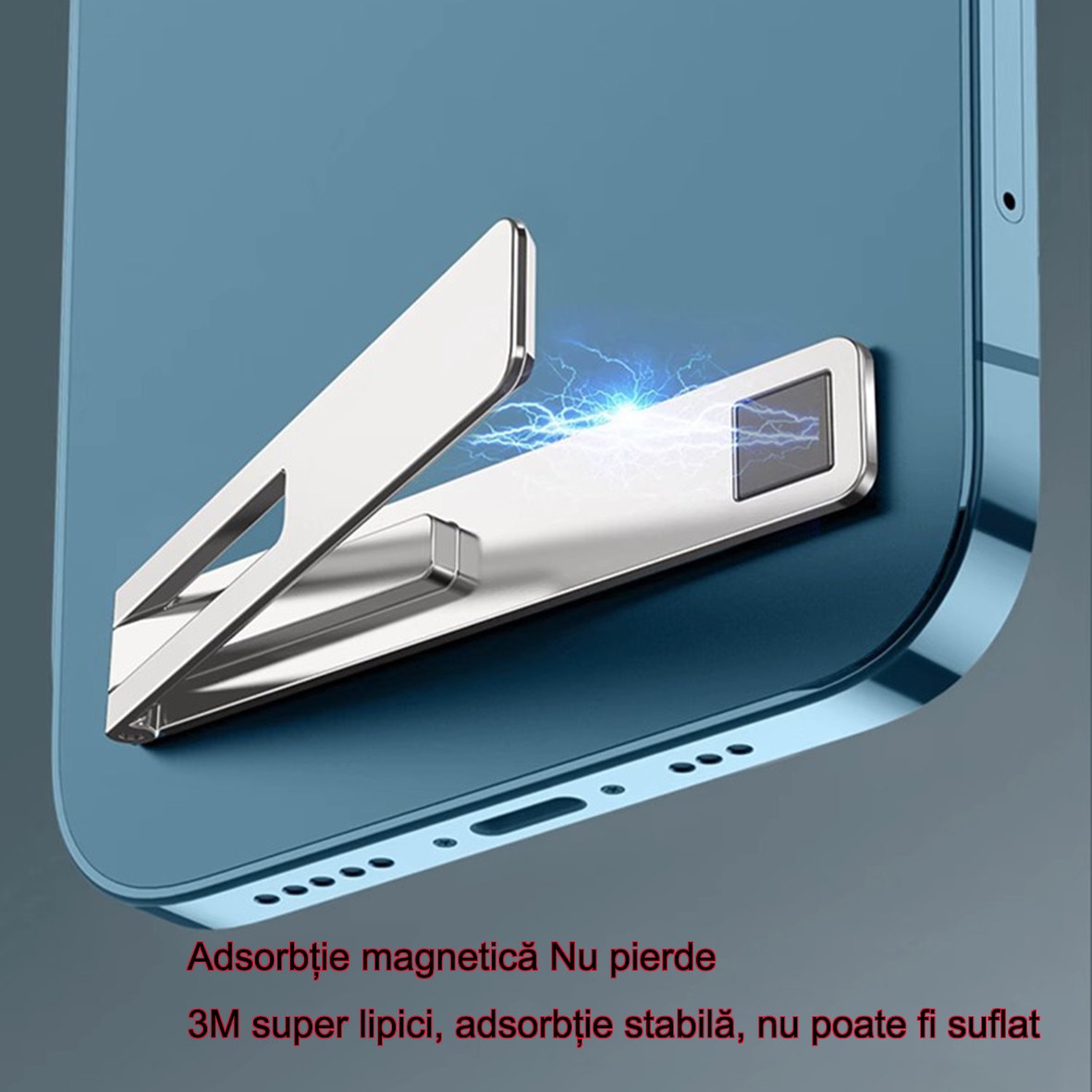 Suport pentru telefon, Pentru spate telefon, adeziv 3M, pliabil, aliaj ...