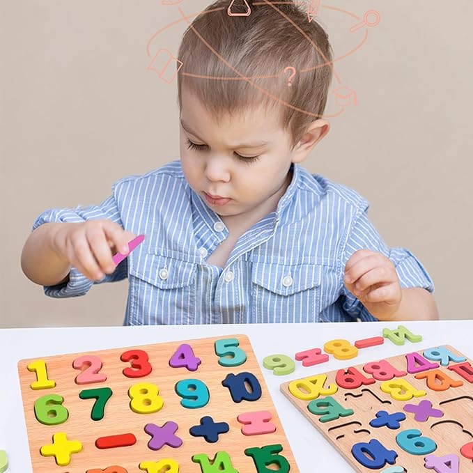 Puzzle din lemn pentru copii, set, joc educativ, culori vii, 3+ ani ...