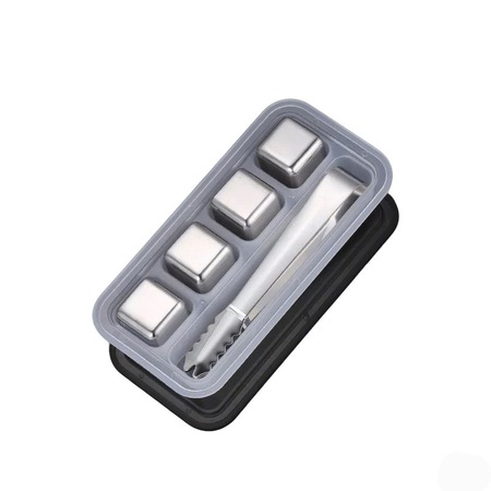 Set 6 cuburi gheata inox reutilizabile pentru bauturi, racire rapida ...