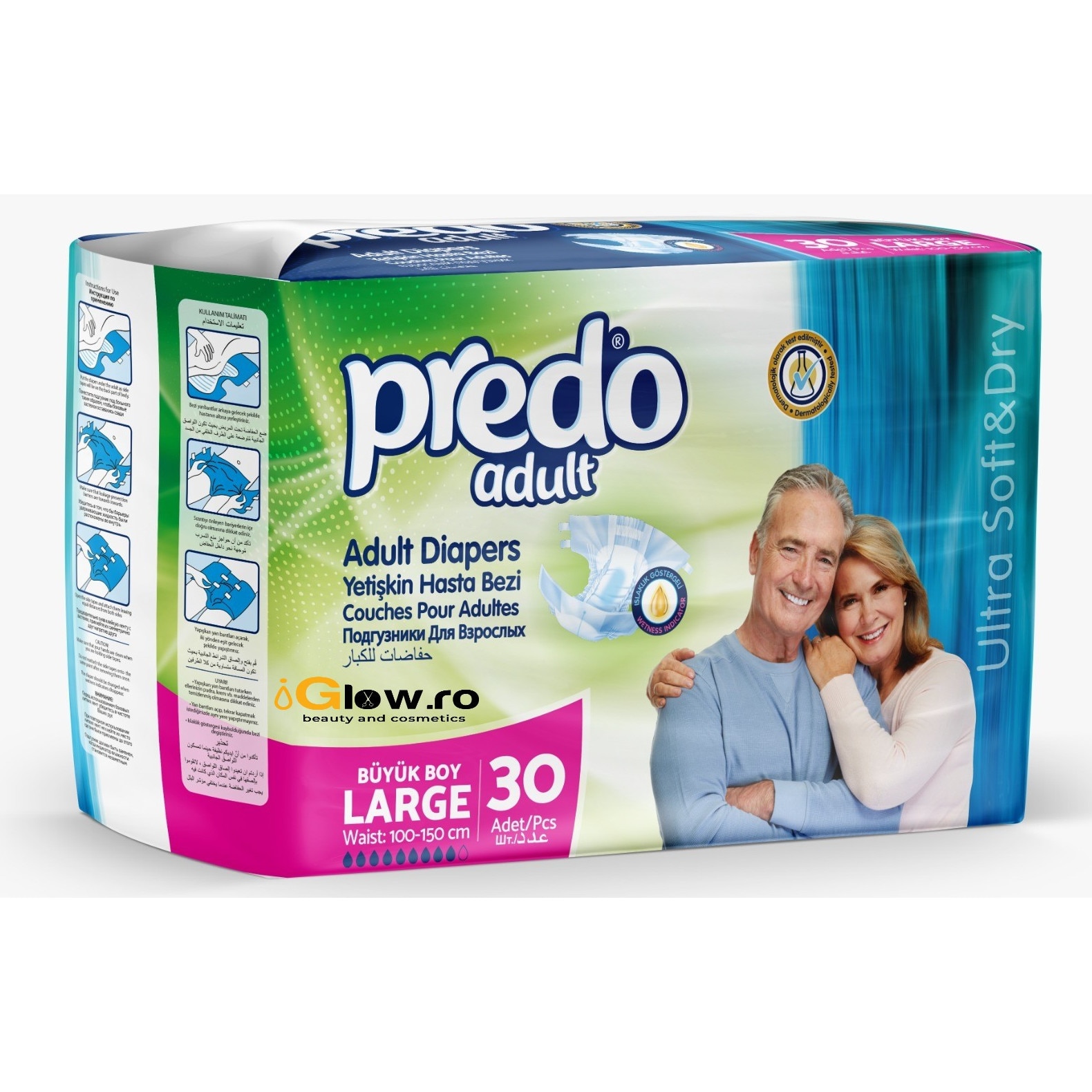 Scutece adulti, Predo 100-150 cm, Marime L, absortie rapida, 9 picaturi ...