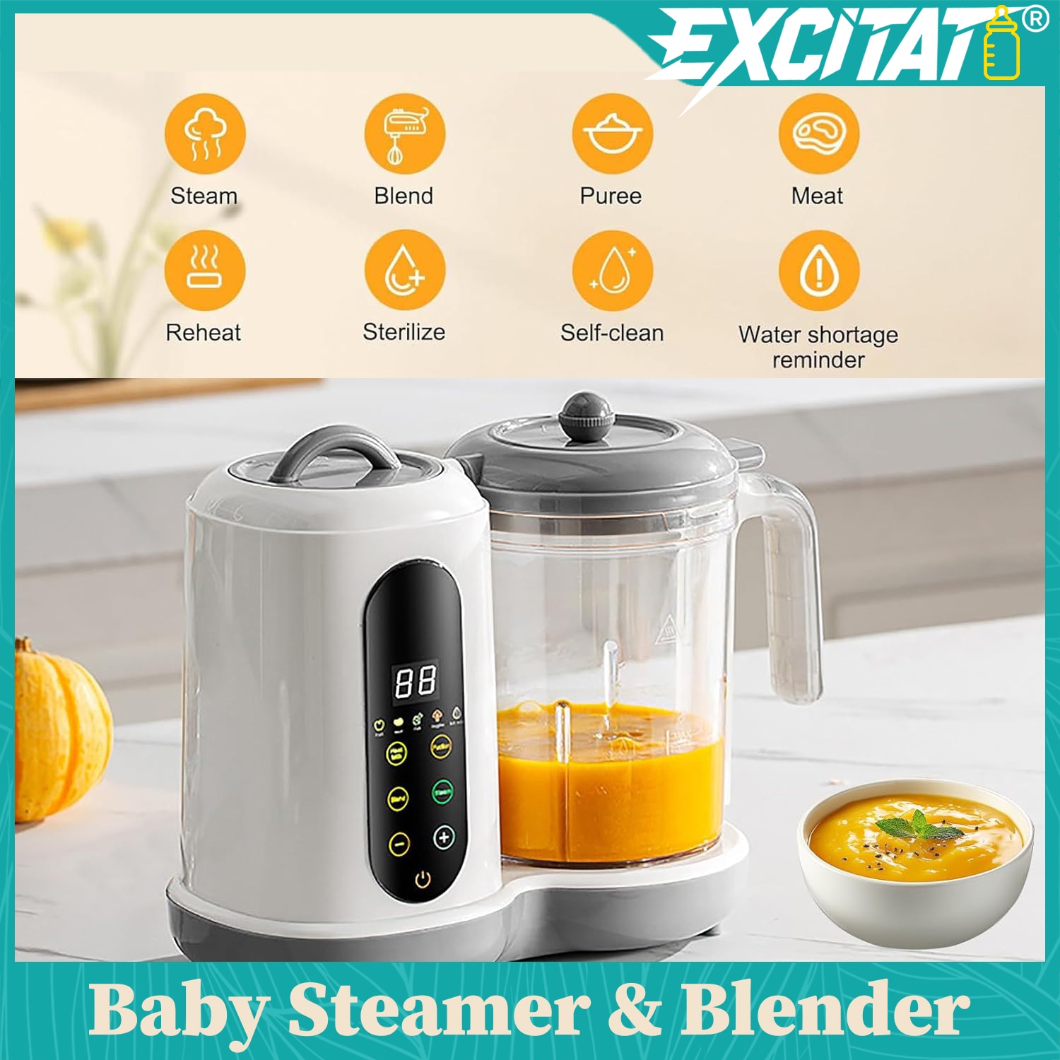 Aparat de gatit cu aburi si blender pentru bebelusi, Excitat ...