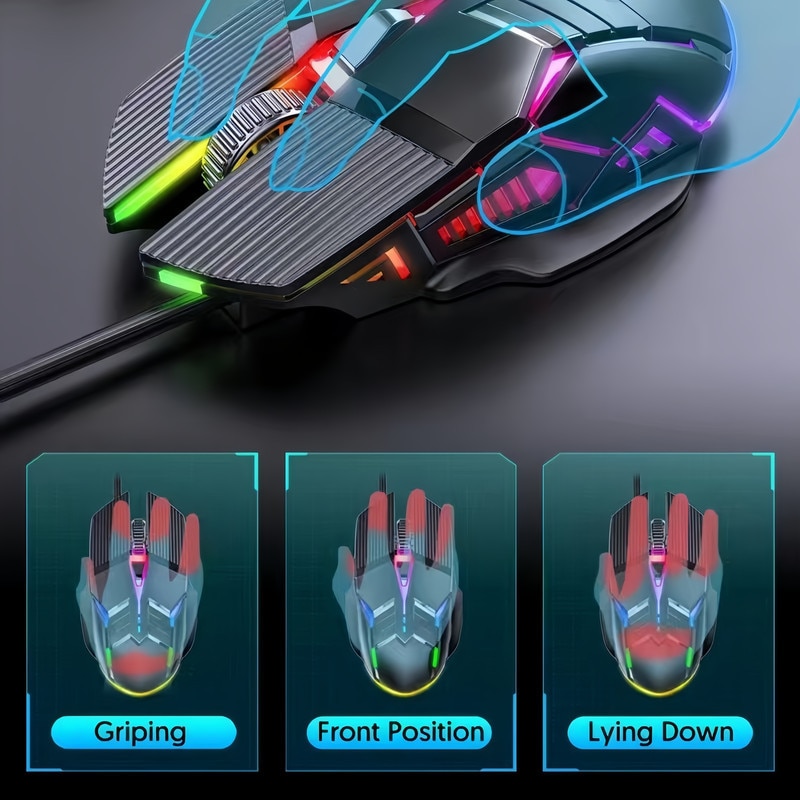 Mouse de gaming S800, ergonomic, iluminare in sapte culori, 4 niveluri ...