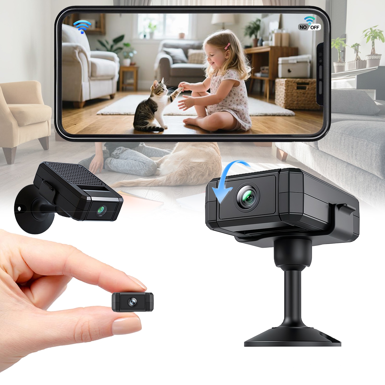 Camera mini ascunsa 1080P WIFI, SHIJOOE®, dispozitiv spion, Ultra HD ...