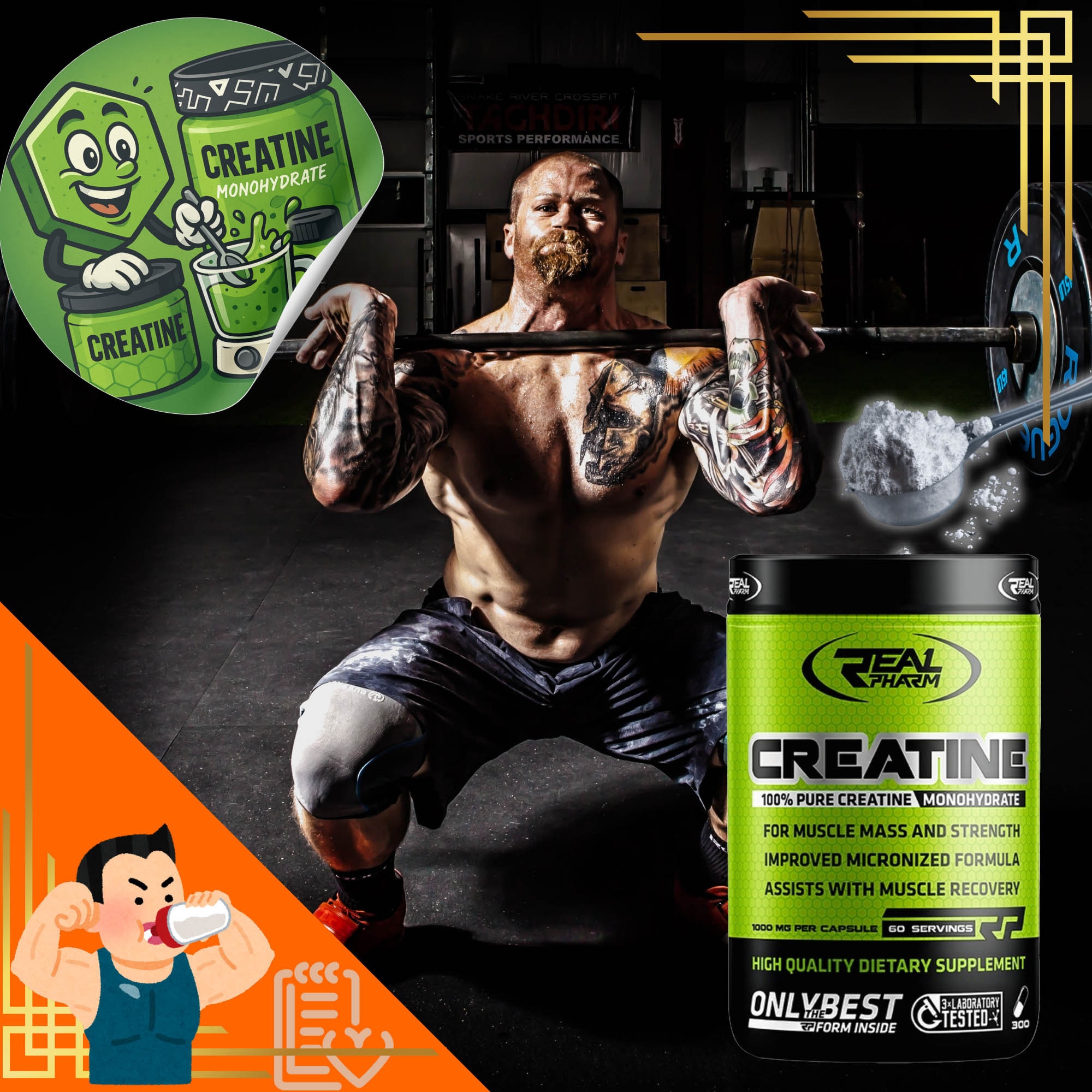 Creatina Monohidrat Real Pharm 300 Capsule – Forta, Energie si Masa ...