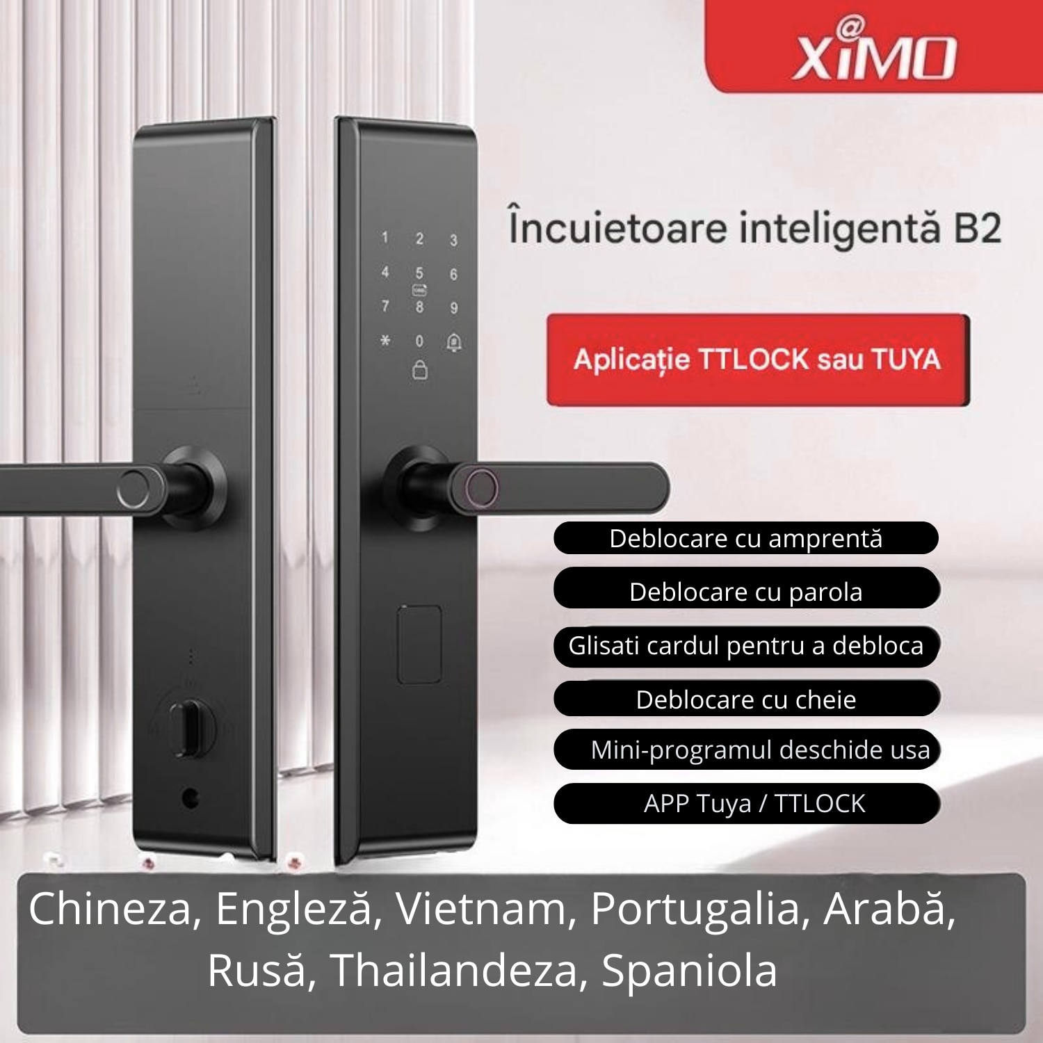 Yala Electrică Smart Wi-Fi XIMO T3, Control de la Distanță, Cod PIN ...