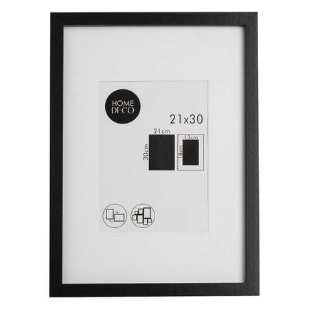 Tablou Decorativ Rama Lemn MDF Negru cu Paspartu Sticla 23x32cm pentru ...