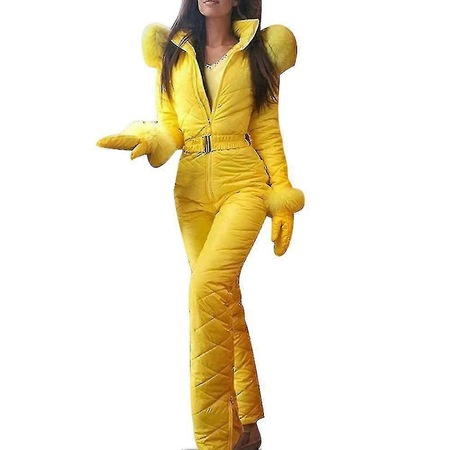 Costum de ski pentru femei, galben, 3XL, material rezistent la apa ...