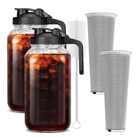 Set 2 capac borcan Mason cu maner, Axroad Mall, Carafa din sticla cu ...
