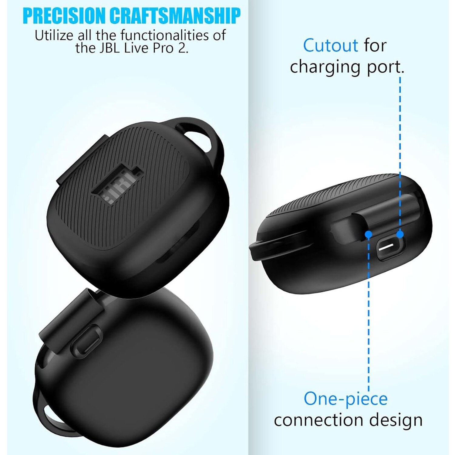 Husa pentru casti JBL Live Pro 2, design vizibil cu logo, rezistenta la ...