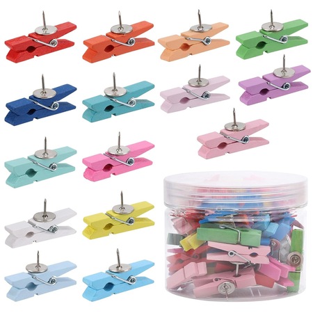 Set 50 de clipsuri colorate din lemn pentru decorarea tablourilor ...