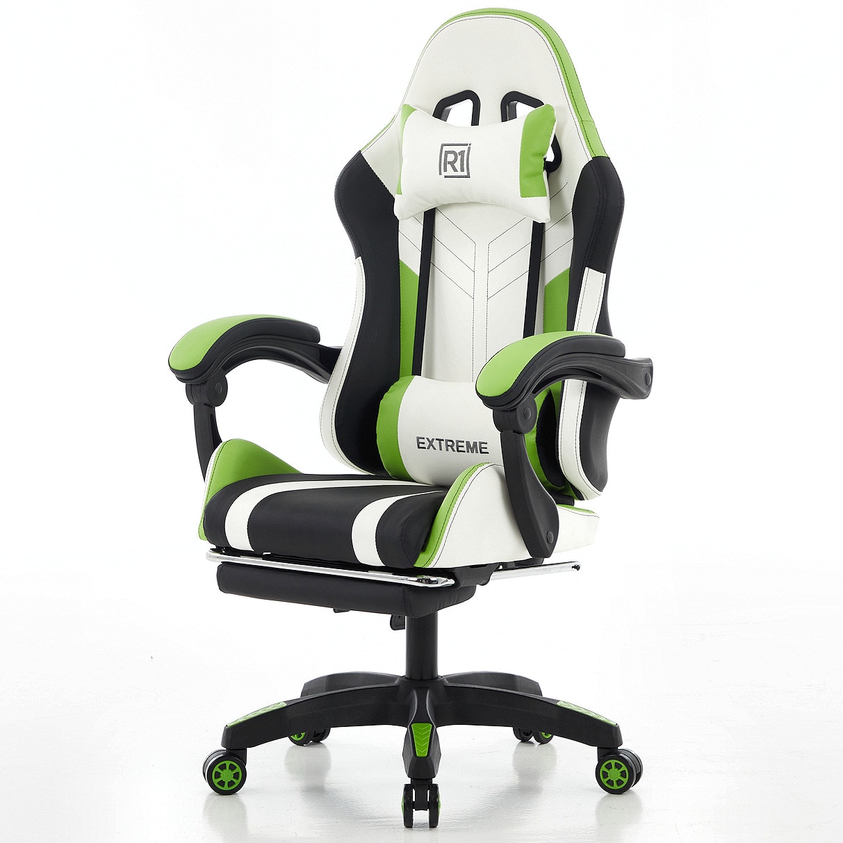 Scaun Gaming cu Suport pentru Picioare EXTREME R1 Green - eMAG.ro
