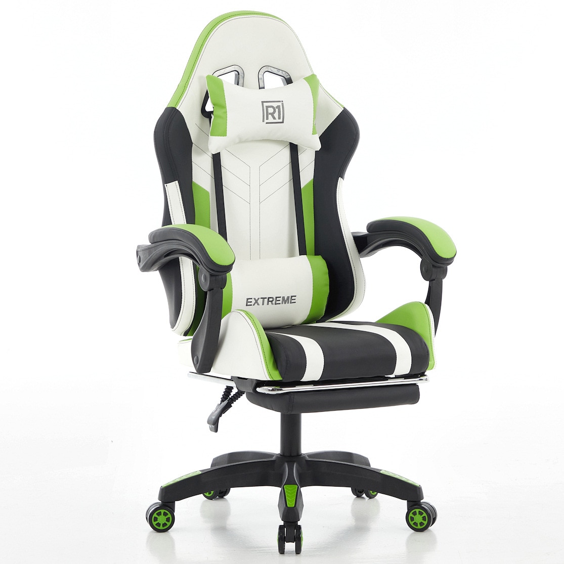 Scaun Gaming cu Suport pentru Picioare EXTREME R1 Green - eMAG.ro