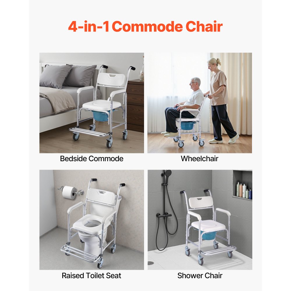 Scaun de Toaleta 4 in 1, Mobil, Suport Max 156 Kg, cu 4 Roti - eMAG.ro