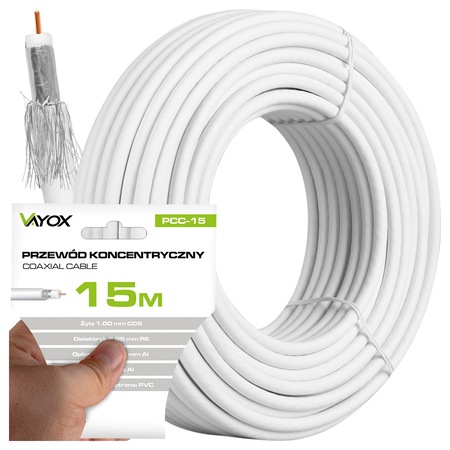 Cablu antena TV coaxial Vayox RG6U 15m PCC-15 - eMAG.ro