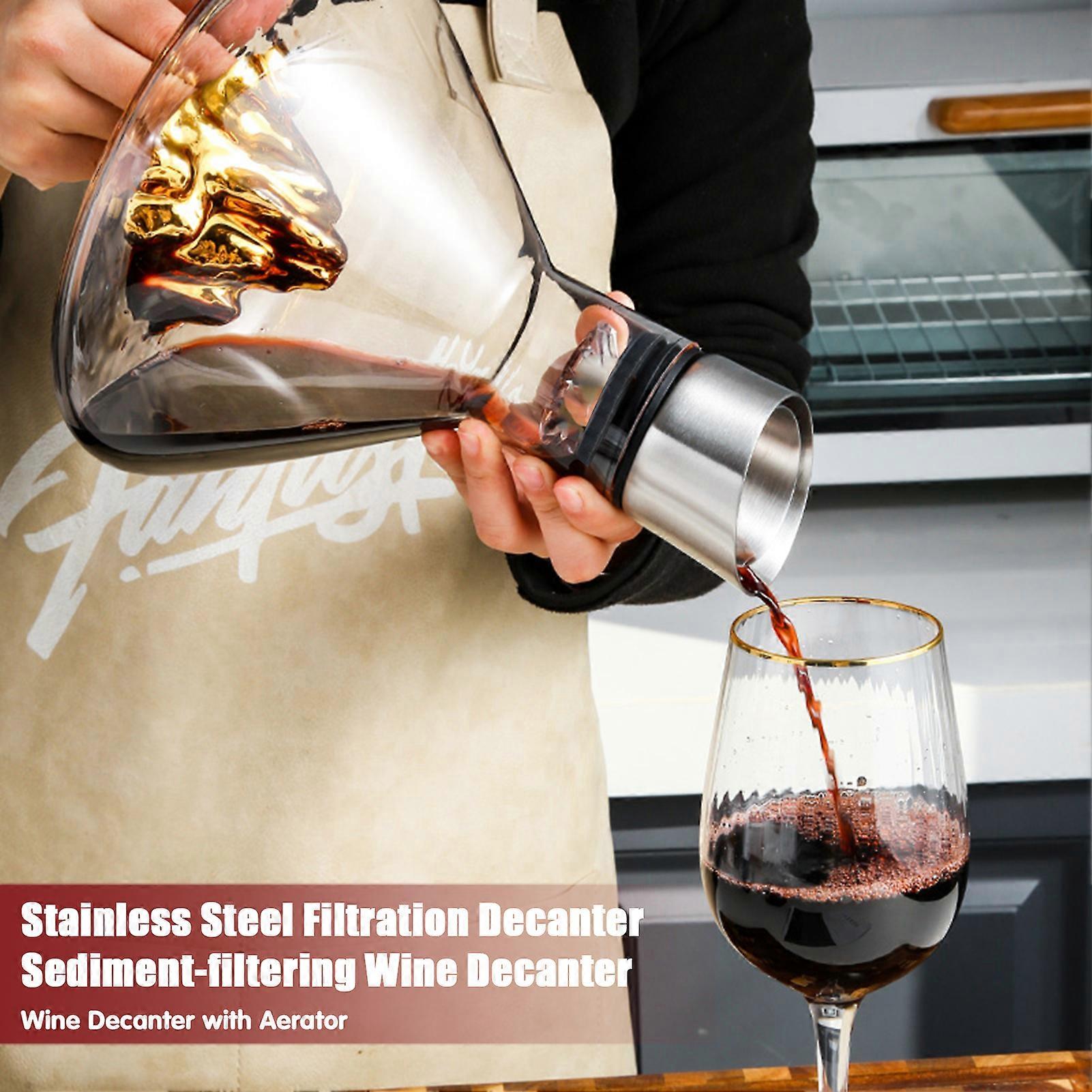 Decantor din sticla cu filtru din inox, capacitate 1600ml, design ...
