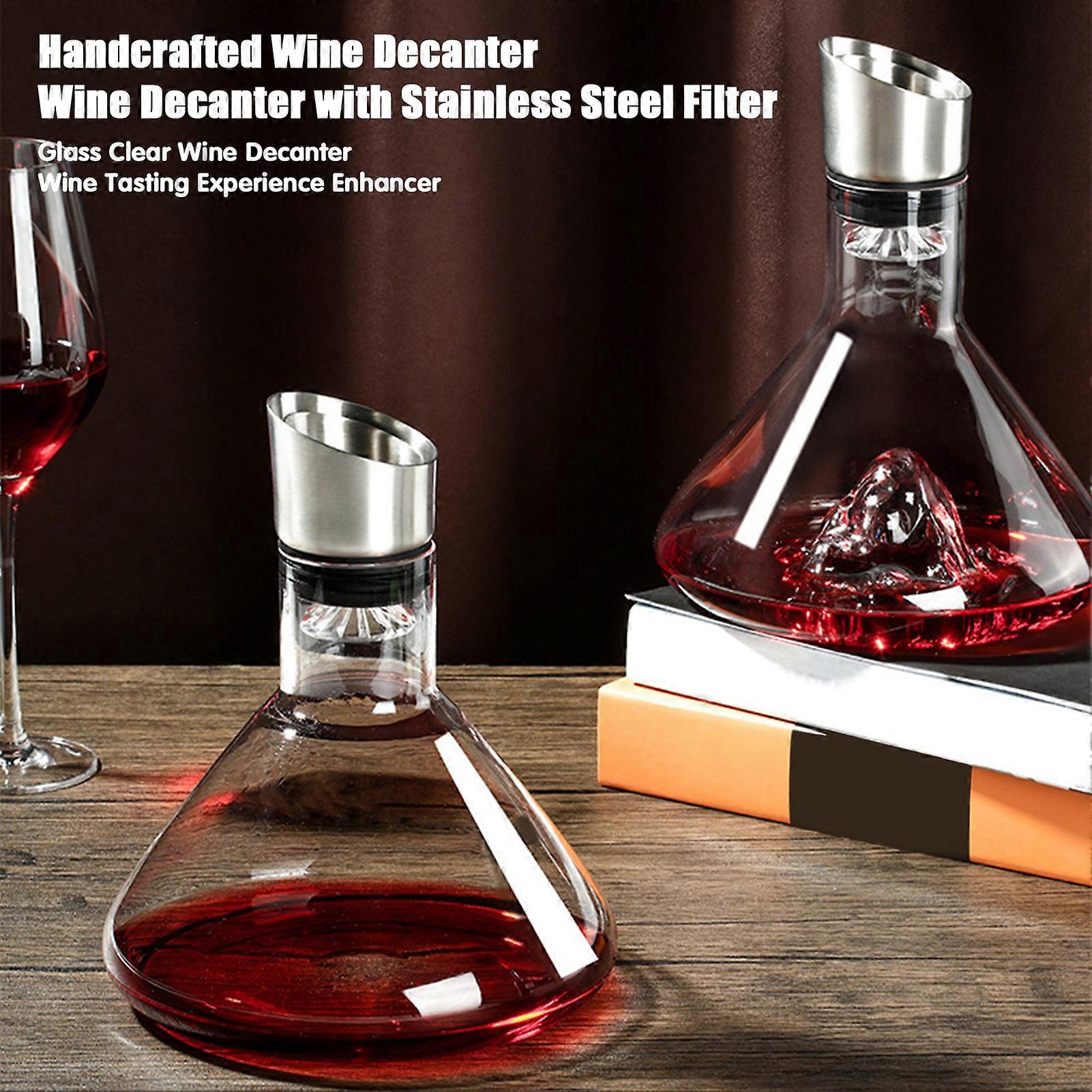 Decantor din sticla cu filtru din inox, capacitate 1600ml, design ...