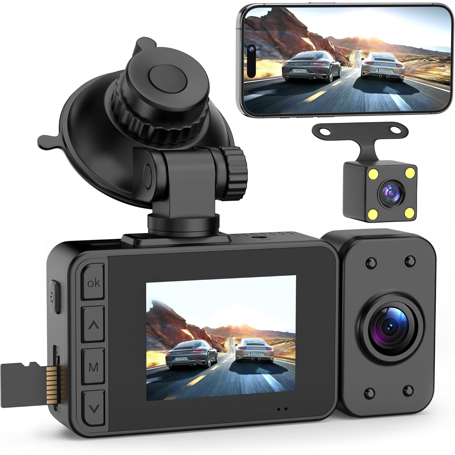 Camera Auto de Bord DVR, Full HD 1080P, Unghi Ultra-Larg de 170 ...