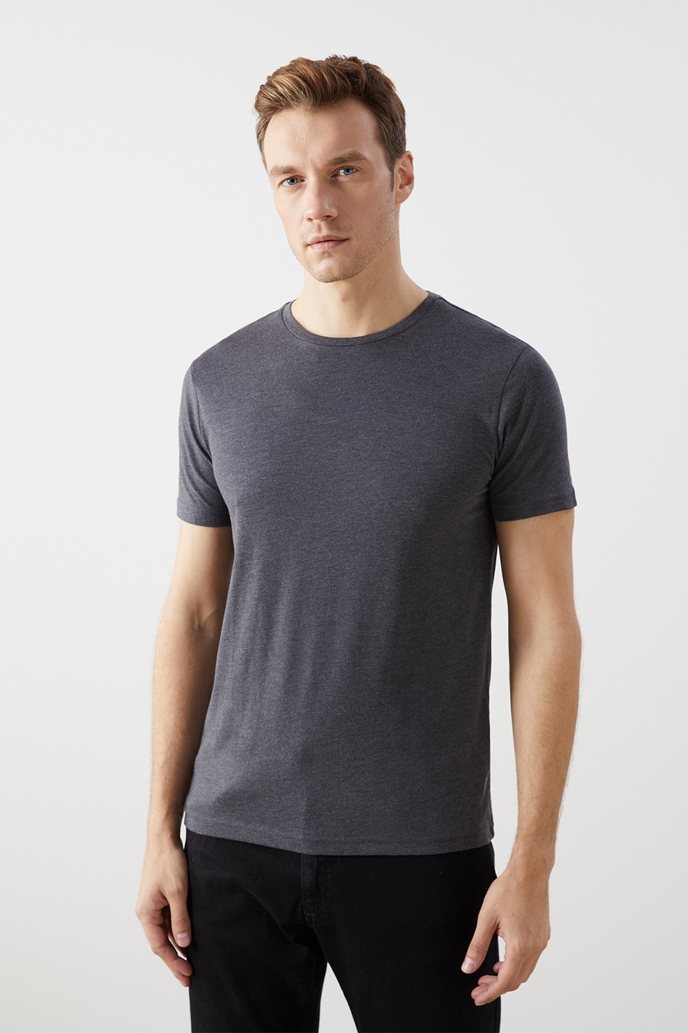 LC WAIKIKI, Tricou slim fit cu decolteu la baza gatului - eMAG.ro