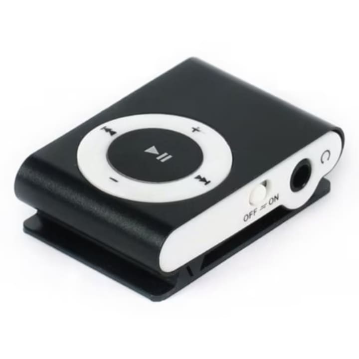 MP3 Player Mini cu Clip, Jack 3.5mm, Negru - eMAG.ro