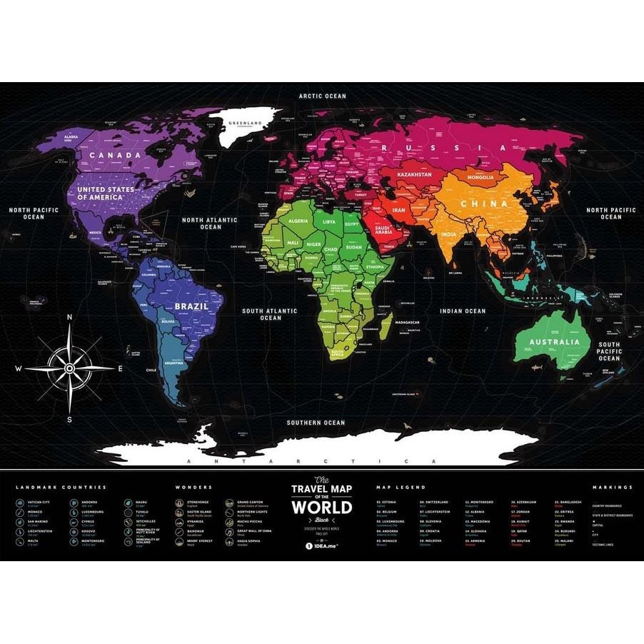 Mapa zdrapka, Travel Map Black World, 60x80cm, neagra, cu aur - eMAG.ro