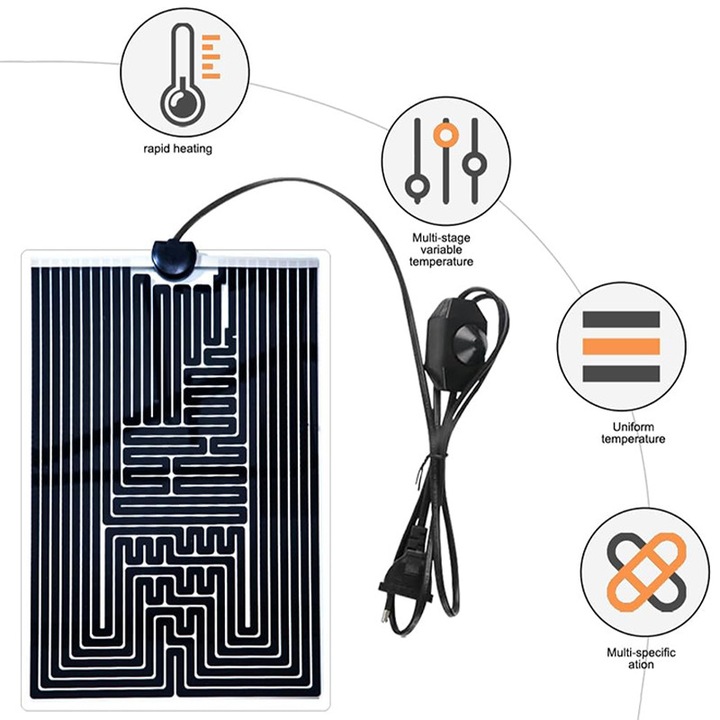Covoras termic pentru reptile, Rqiurpn, 40W, 42x28cm, Cu control al ...