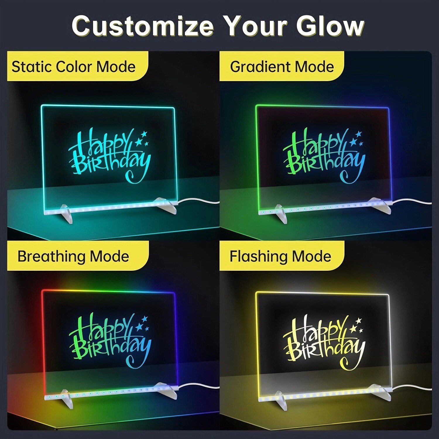 LED Tabla de notite, Excitat@, 7 culori, 4 Moduri, 35x25cm, Acril ...