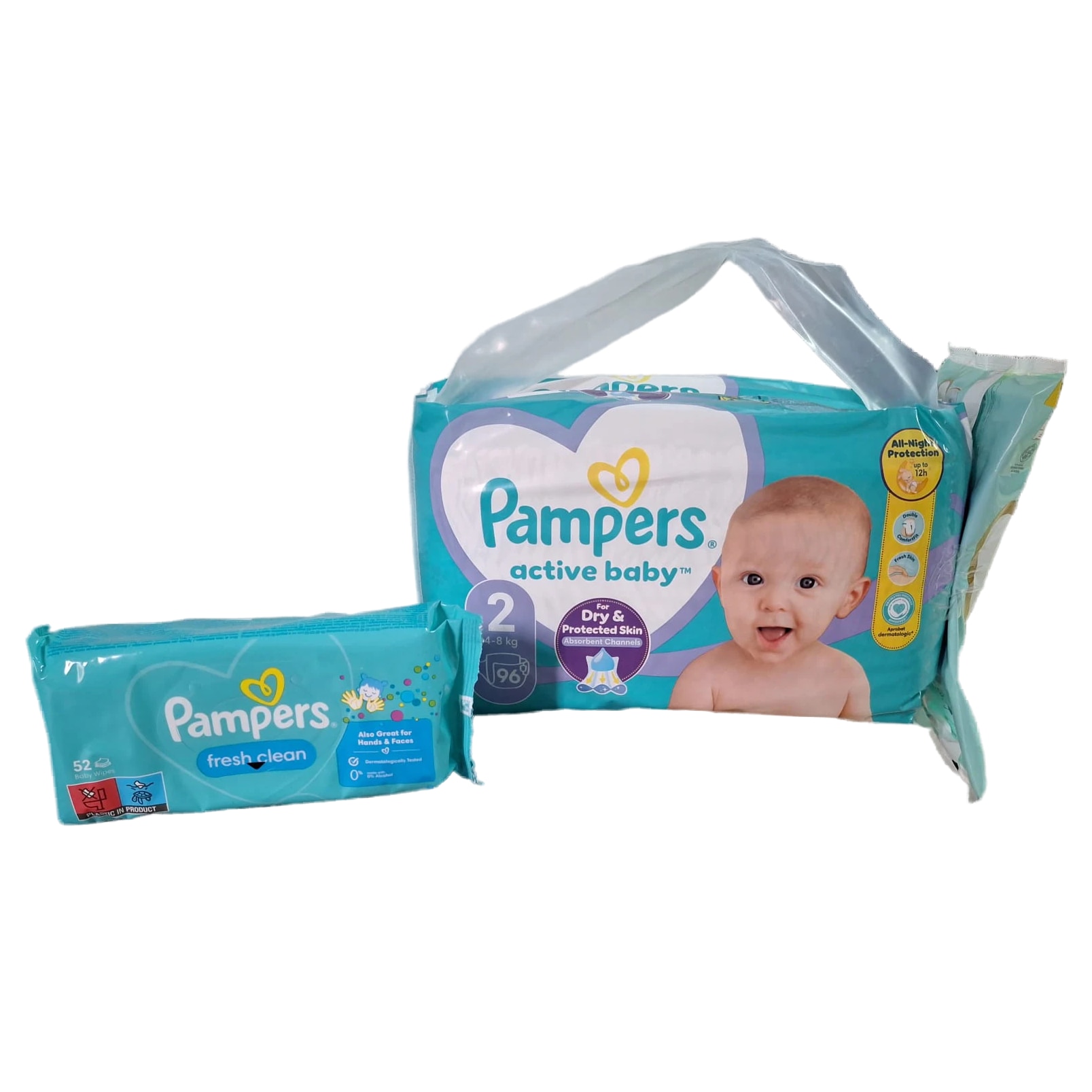 Scutece Pampers Active Baby Marimea 2 4-8kg 96buc +Servetele umede ...