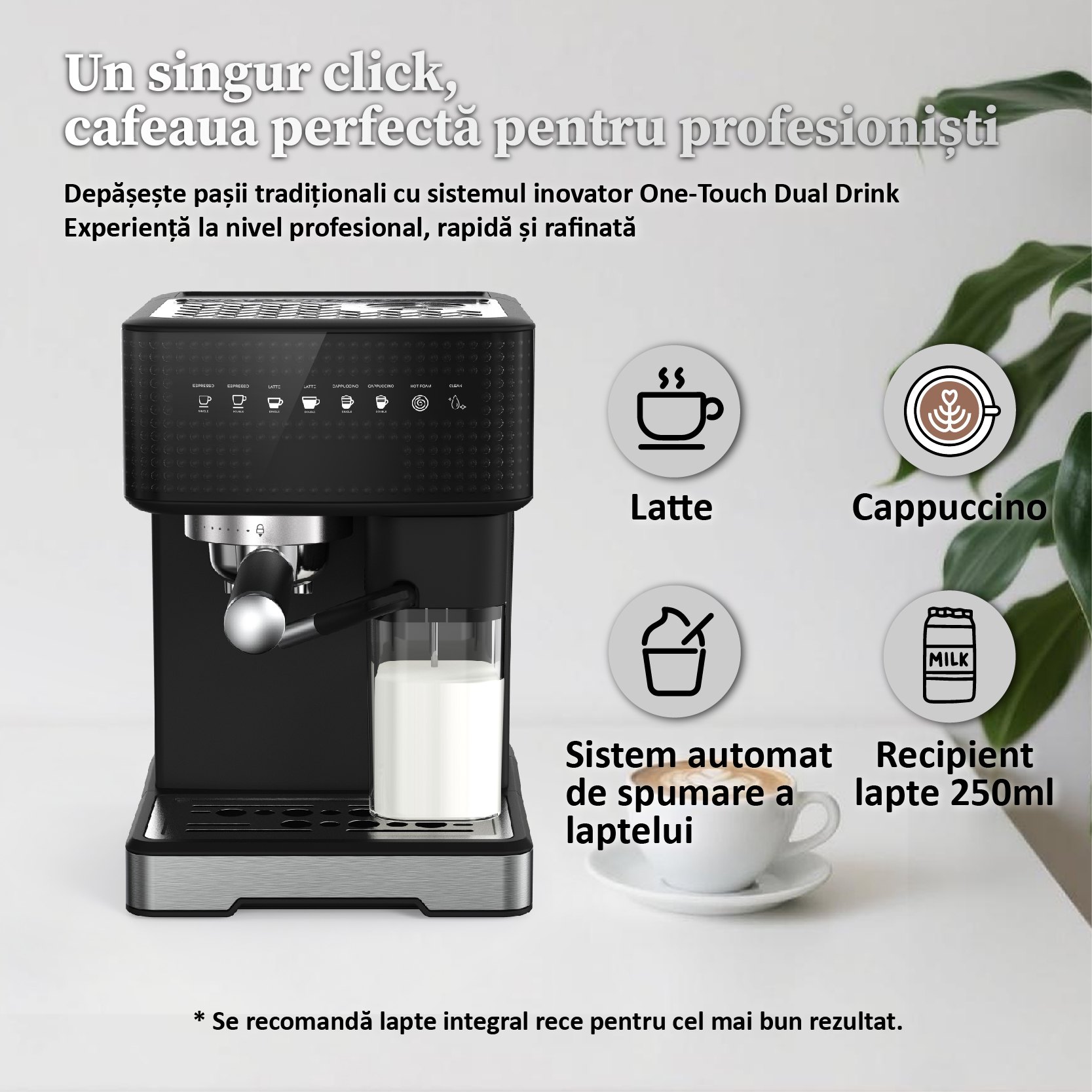 Espressor manual, cappuccino/ latte, spuma de lapte automata, curatare ...