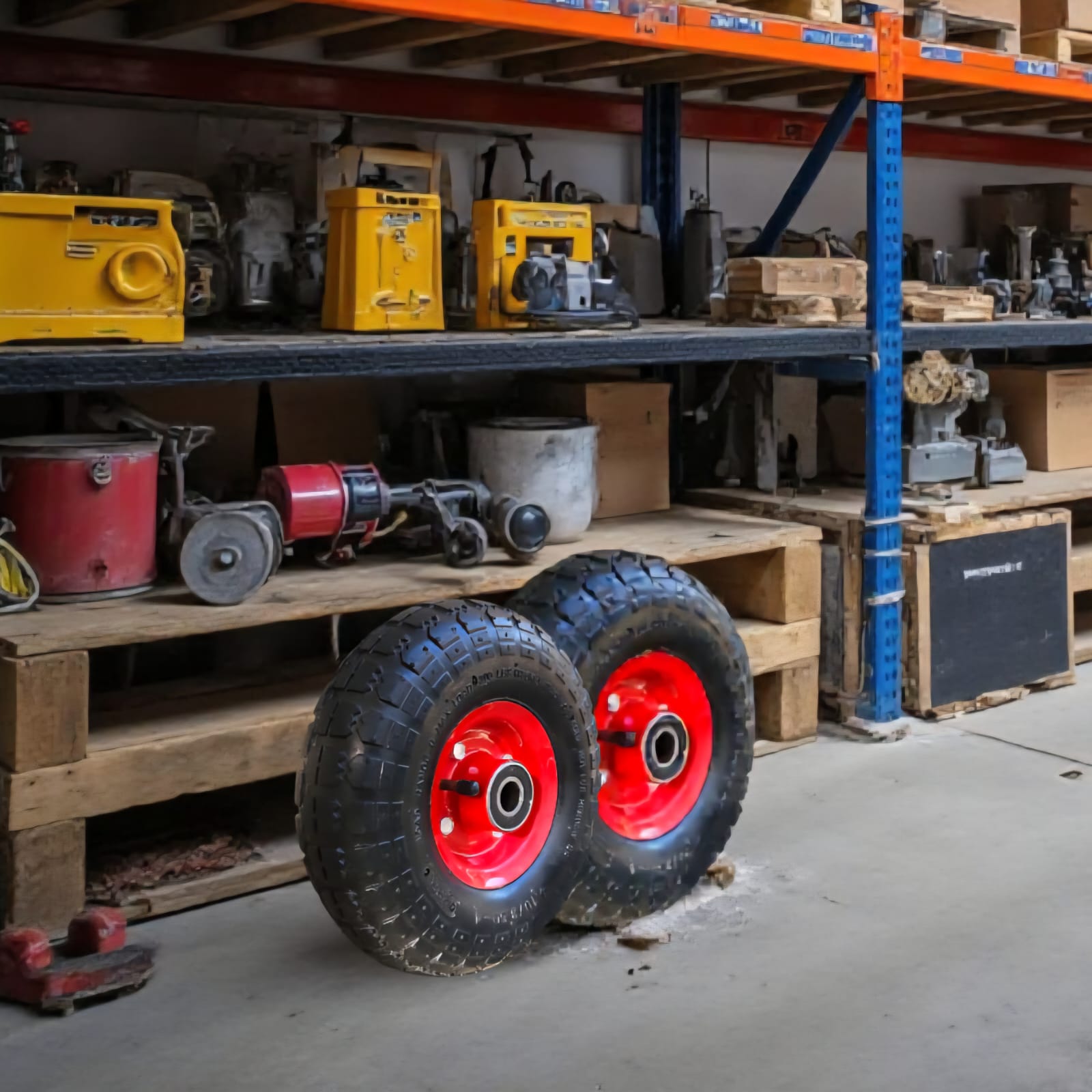 Set 2 roti cu camera, 3.50-4, 4.10-4, rulmenti 6204-2RS, ax 20mm, janta ...