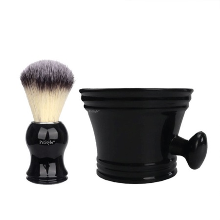 Set premium de barbierit PriStyle, bol elegant, pamatuf sintetic, negru ...