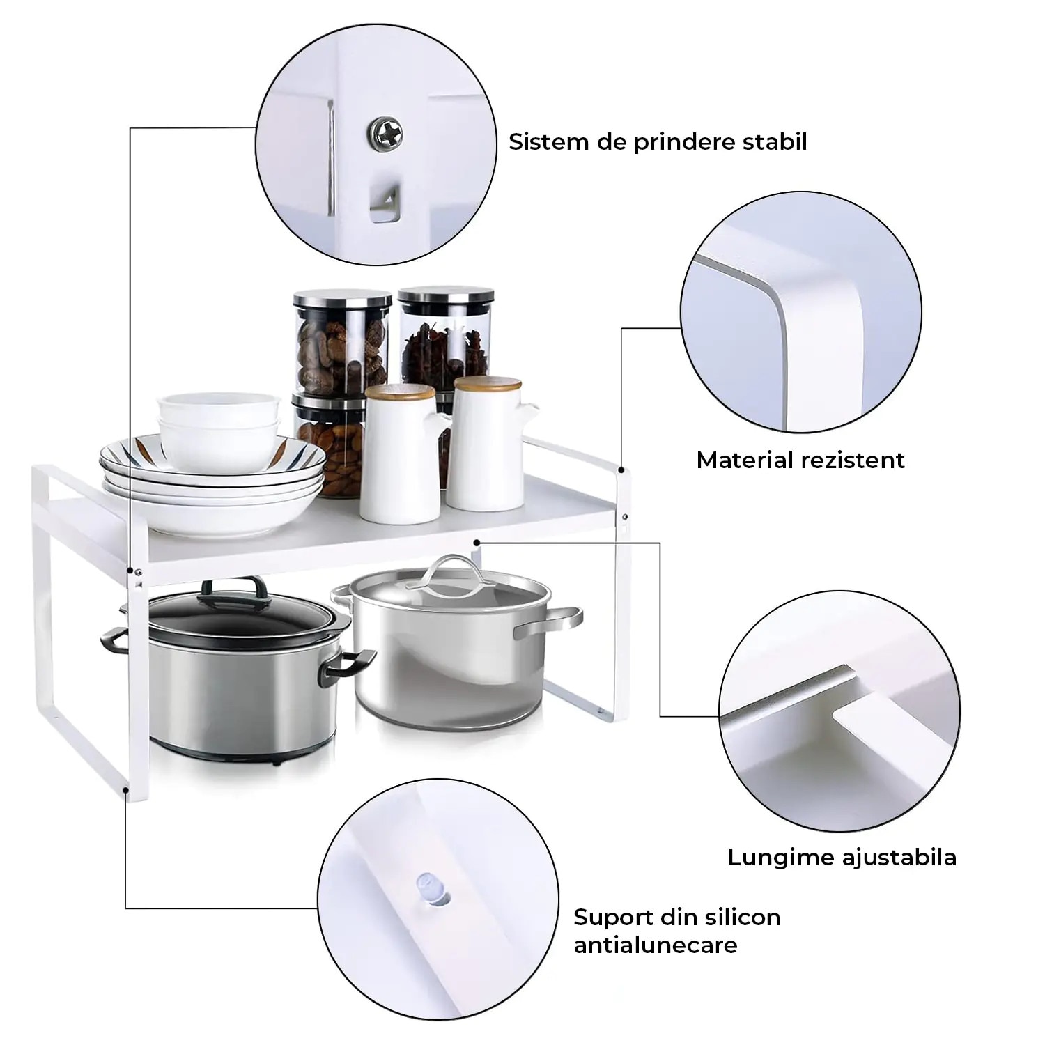 Raft Elindor® din Inox, Extensibil pentru Bucatarie, Organizator ...
